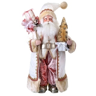 21" Pink Santa Claus Christmas Figure with Tree and Gifts - Bed Bath ...