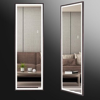 LED Full Length Lighted Mirror,Wall Mounted Hanging,Dimmable Lights ...