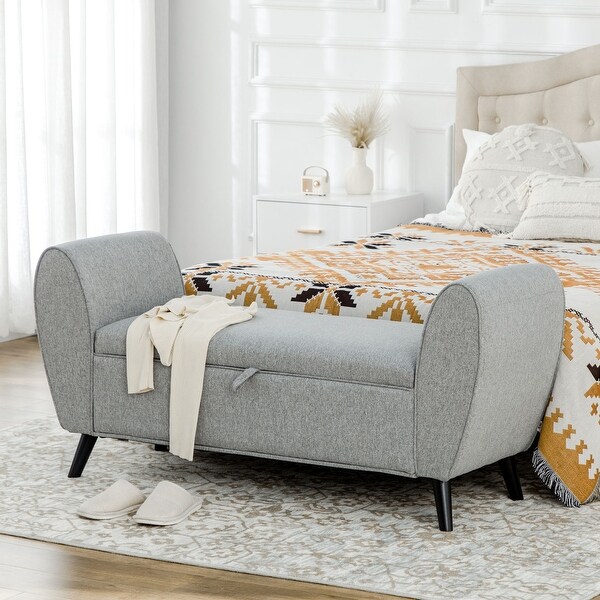 Dark grey upholstered bench store
