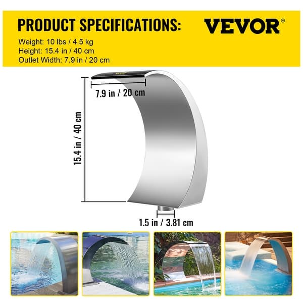 VEVOR Pool Waterfall Fountain for Ground Pools Garden Outdoor ...