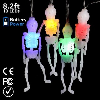Skeleton Halloween String Lights Indoor/Outdoor, Battery Powered ...