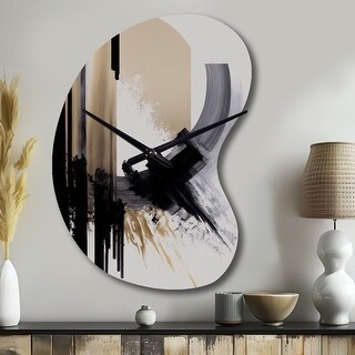 Black, White And Gold Expression IV - Abstract Wall Clocks in Boomerang ...