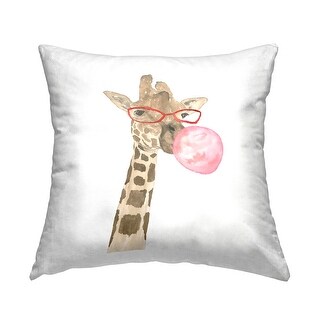 Stupell Fun Giraffe Bubblegum Printed Throw Pillow Design by Lucille ...