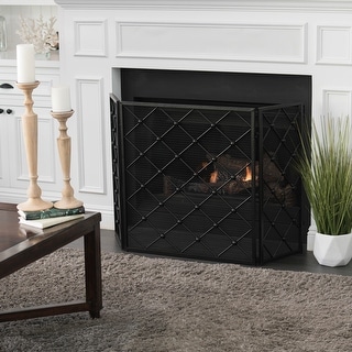 Roomfitters 3-Panel Fireplace Screen, Diamond Lattice Spark Guard ...