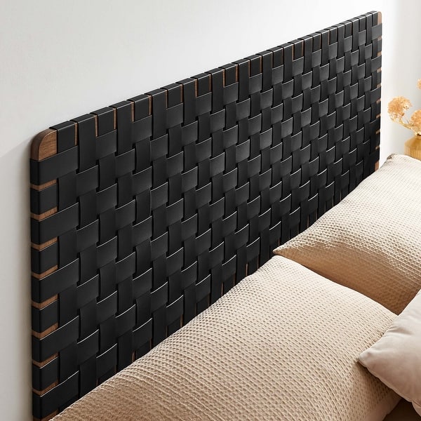 Sparta Wall-Mount Twin/Full/Queen/King Vegan Leather Weave Headboard ...