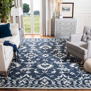 SAFAVIEH Handmade Micro-Loop Fjoralba Transitional Floral Wool Rug ...