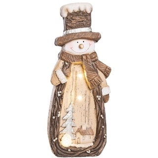 18" Brown and White Christmas Light Up Snowman Tabletop Decor - Bed ...