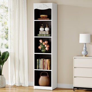70.87-inch Narrow Tall Open Bookshelf Bookcase Display Stand for Home ...