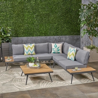 Norfolk Outdoor V-Shaped 5 Seater Sofa Set by Christopher Knight Home ...