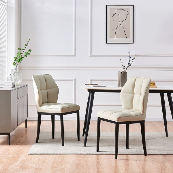 Checkered Faux Leather Upholstered Dining Chairs Set of 2 4 33.7 H x 17.4 W x 17.4 D On Sale Bed Bath Beyond 40406106