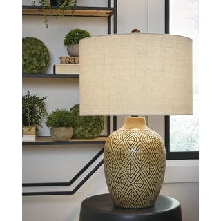 Ashley Furniture Jairgan Tan & Black Table Lamps (Set of 2) - 15"W x 15 ...