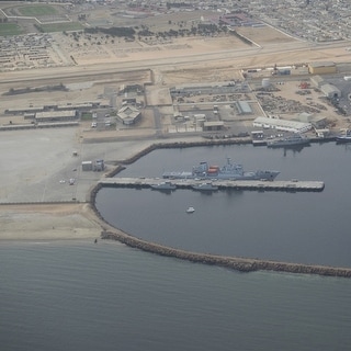 Elevated View Of Namibian Naval Vessel At A Port, Walvis Bay, Erongo ...