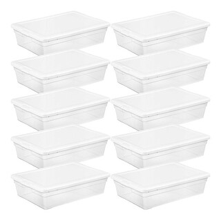 Sterilite 28 Qt Clear Stackable Under Bed Organizer Storage Container ...