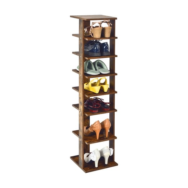 7 Tiers Vertical Shoe Rack Entryway Slim Wooden Shoes Racks - Bed Bath ...