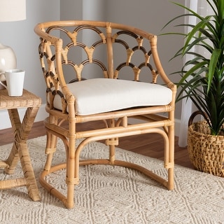 Aster Modern Bohemian Natural Brown Rattan Armchair - Bed Bath & Beyond ...