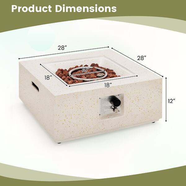 28'' Terrazzo Fire Pit Table 40,000 BTU Square Propane Gas Fire Pit ...