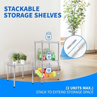 Heavy Duty Shelving Unit Wire Metal Stackable Storage Shelf with Basket ...