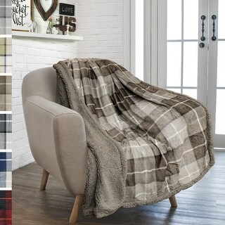 Microfiber Plaid Throw Blanket Plaid Taupe - Bed Bath & Beyond - 33498658