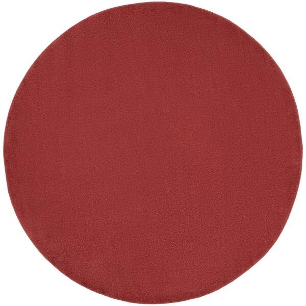 6' X 6' Brick Red Round Non Skid Indoor Outdoor Area Rug - 6' x 7 ...