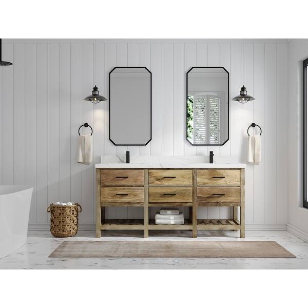 Willow Collections 72 in. W x 22 in. D Parker Mango Double Bowl Sink ...