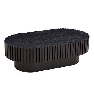 43'' Oval Concave Coffee Table w/ Solid Base, Multi-Functional Coffee ...