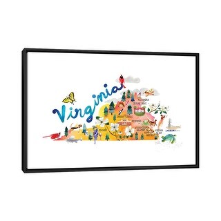 iCanvas "Virginia Map" by Sara Franklin Framed - Bed Bath & Beyond ...