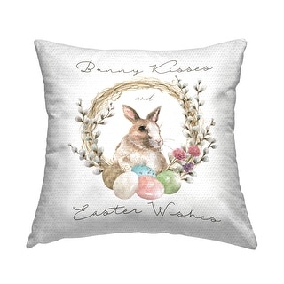 Stupell Bunny Kisses Easter Wishes Printed Outdoor Throw Pillow Design ...