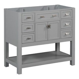Modern 35-Inch Bathroom Vanity with Multi-Purpose Storage, Soft-Close ...