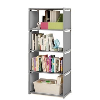 4-Tier Grey Bookcase Waterproof Book Storage Rack - Bed Bath & Beyond ...