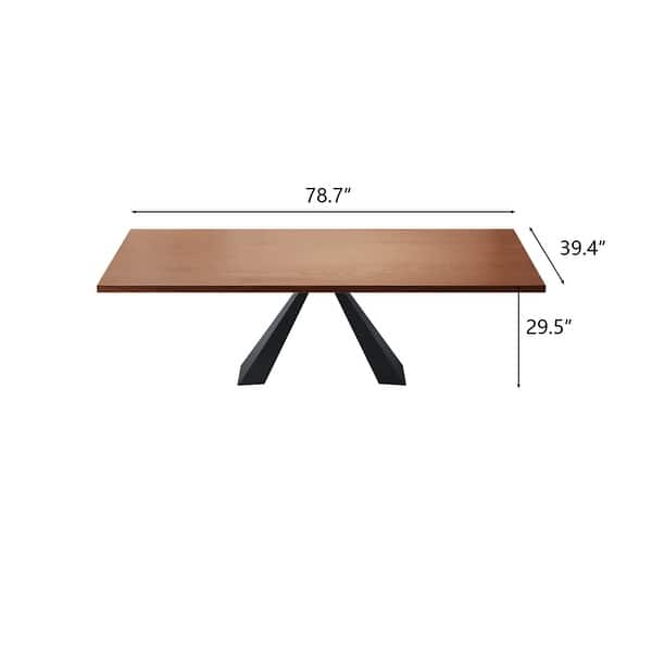 79 inch Modern Minimalist Solid Walnut Top Dining Table Office Desk ...
