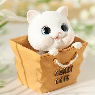 Cartoon Cat Shaking Head Design Car Figurine Craft Model Ornament ...