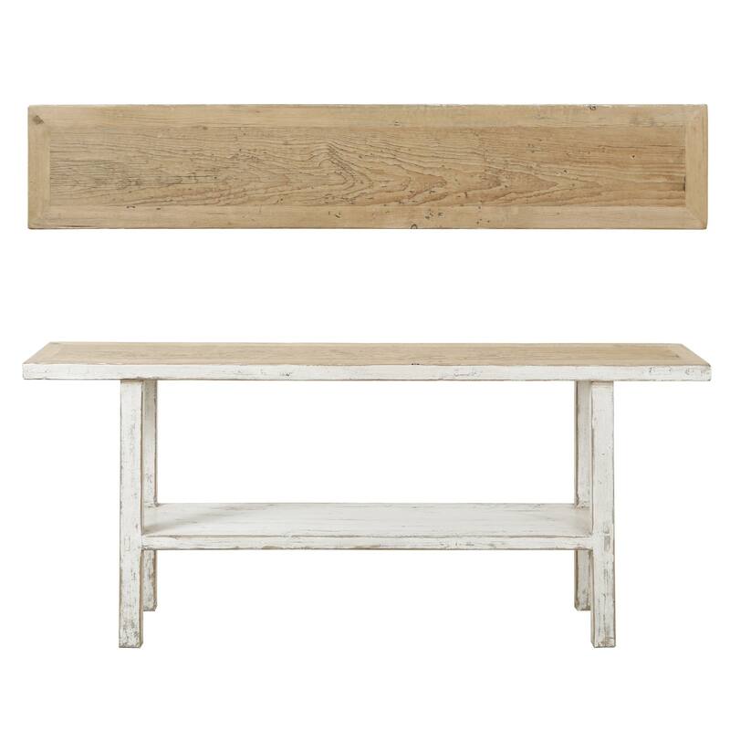 Artissance Reclaimed Wood Song Console Table w/Shelf, 71" Long, Off ...