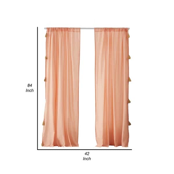Xumi 4 Piece Window Curtain, 2 Panels with Tie Backs, Coral Pink Finish ...