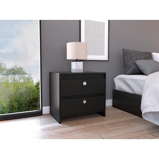 Idaly Nightstand, Superior Top, Two Drawers -Black - Bed Bath & Beyond ...