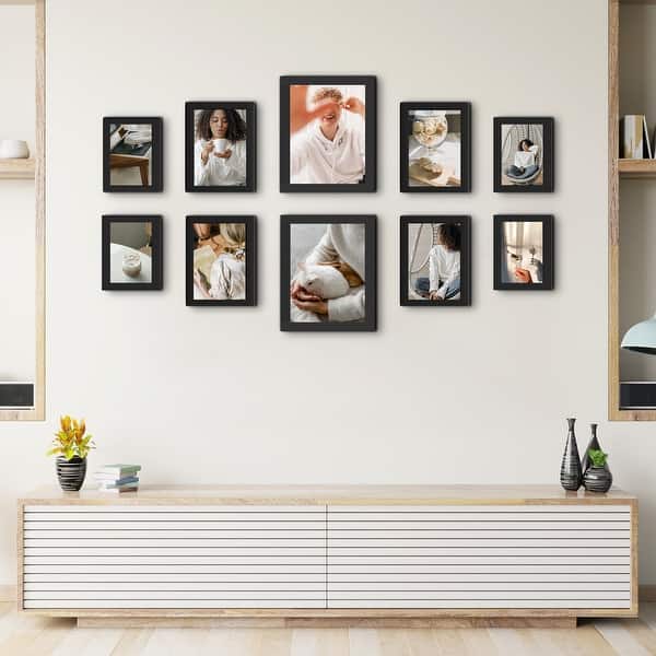 HELLO LAURA 10 Opening Black Wall Hanging Photo Frame Set - Bed Bath ...