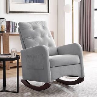 Modern Rocking Chair Nursery Recliners Reading Chairs, Light Grey - Bed ...