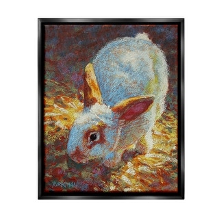 Stupell Rabbit Pointillism Portrait Framed Floater Canvas Wall Art ...