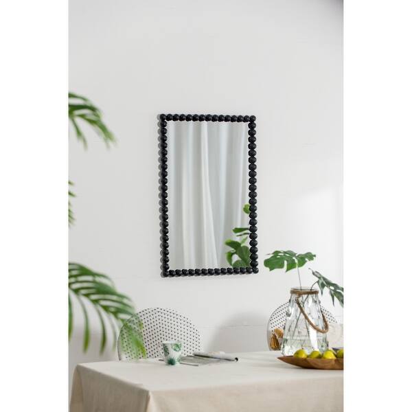 24 x 36in Rectangle Black Beaded Wall Mirror for Living Room Bedroom ...