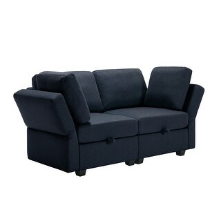 Polyester Fabric Couch Set with Storage Seats and Ottomans, 2 Seater ...