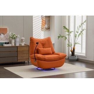 Orange Swivel Rocking Power Voice Control Recliner with Hidden Storage ...