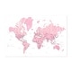 Pink watercolor detailed world map with cities Maps Art Print/Poster ...