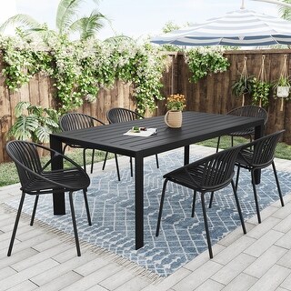 7 Pieces Outdoor Modern Metal and Polypropylene Dining Set - Bed Bath ...