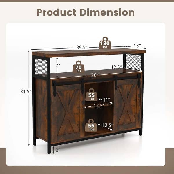 Industrial Buffet Sideboard Cabinet w/ Table Top Adjustable Shelves - Bed Bath & Beyond - 40863047