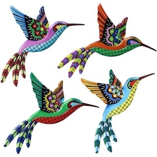 4 Pack Metal Hummingbird Wall Art Décor Hand-Made Birds Indoor Outdoor ...
