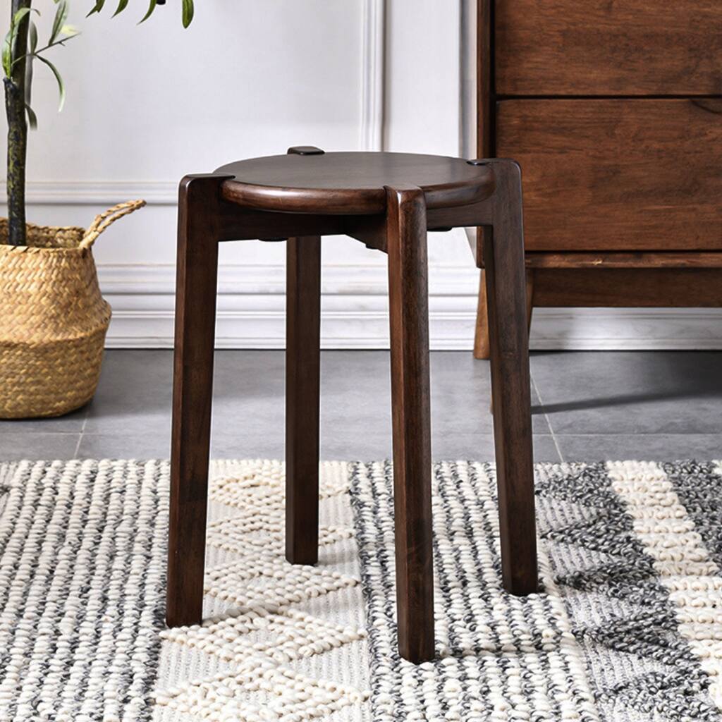 Solid Wood Stackable Round Stool, Backless Counter Stools - 17.7"H x 15 ...