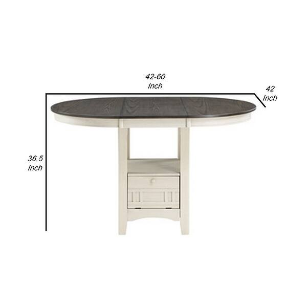 Glee 42-60 Inch Extendable Counter Height Table, Antique White and ...