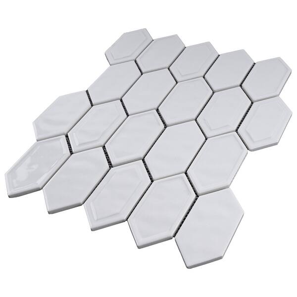 TileGen. Recycle Classic Bianaca Glass Mosaic in White Wall Tile (10 ...