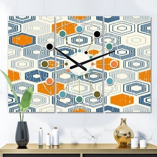 Designart 'Retro Hexagon Pattern IX' Oversized Mid-Century wall clock ...