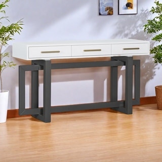57" MDF Console Table with Three Drawers for Entryway, Hallway, Living ...