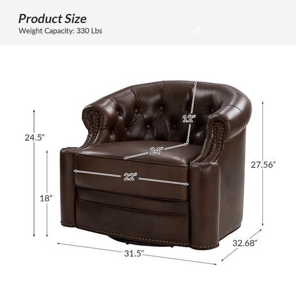 Felipe Traditional Genuine Leather 360° Swivel Chair with Removable ...